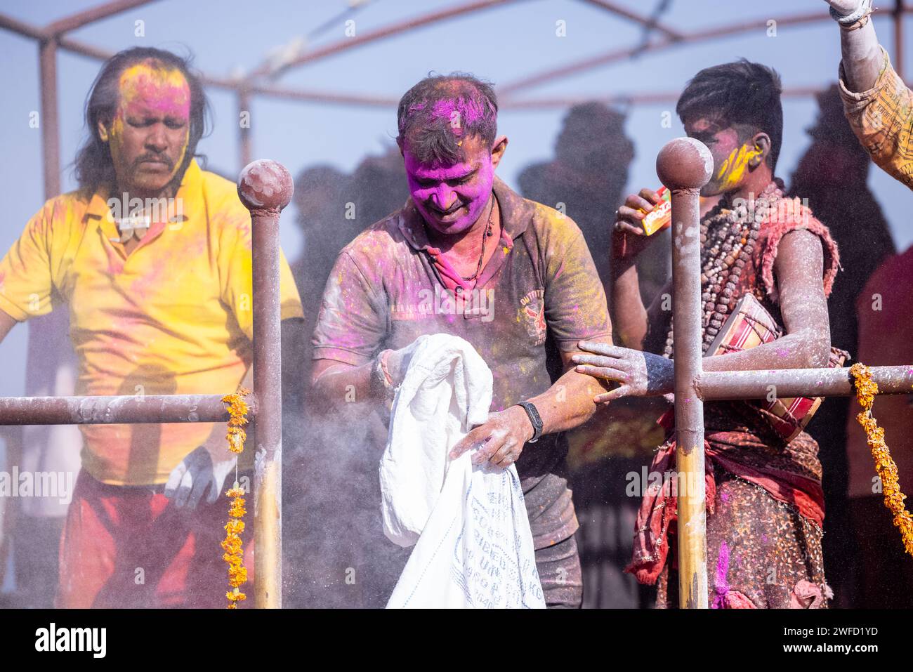 Masan Holi, Group of unidentified people celebrating the festival of ...
