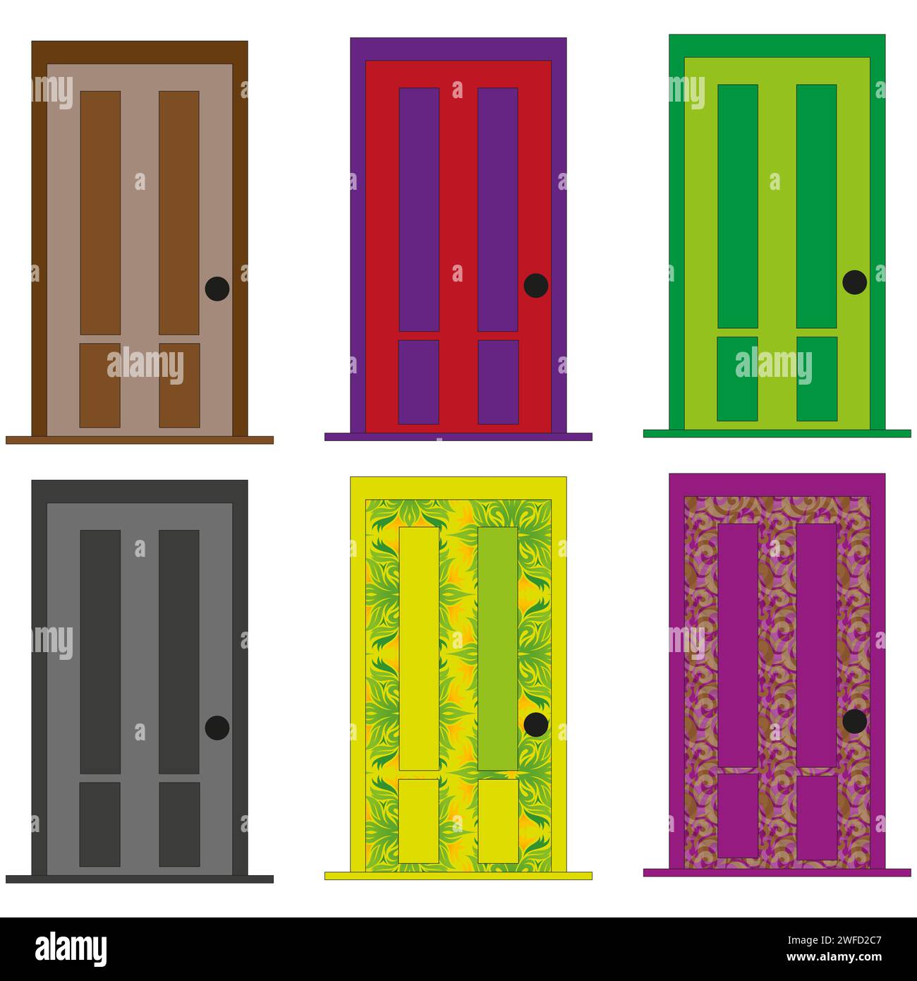 Different colored doors in cartoon style. Vector illustration. stock image. EPS 10 Stock Vector ...