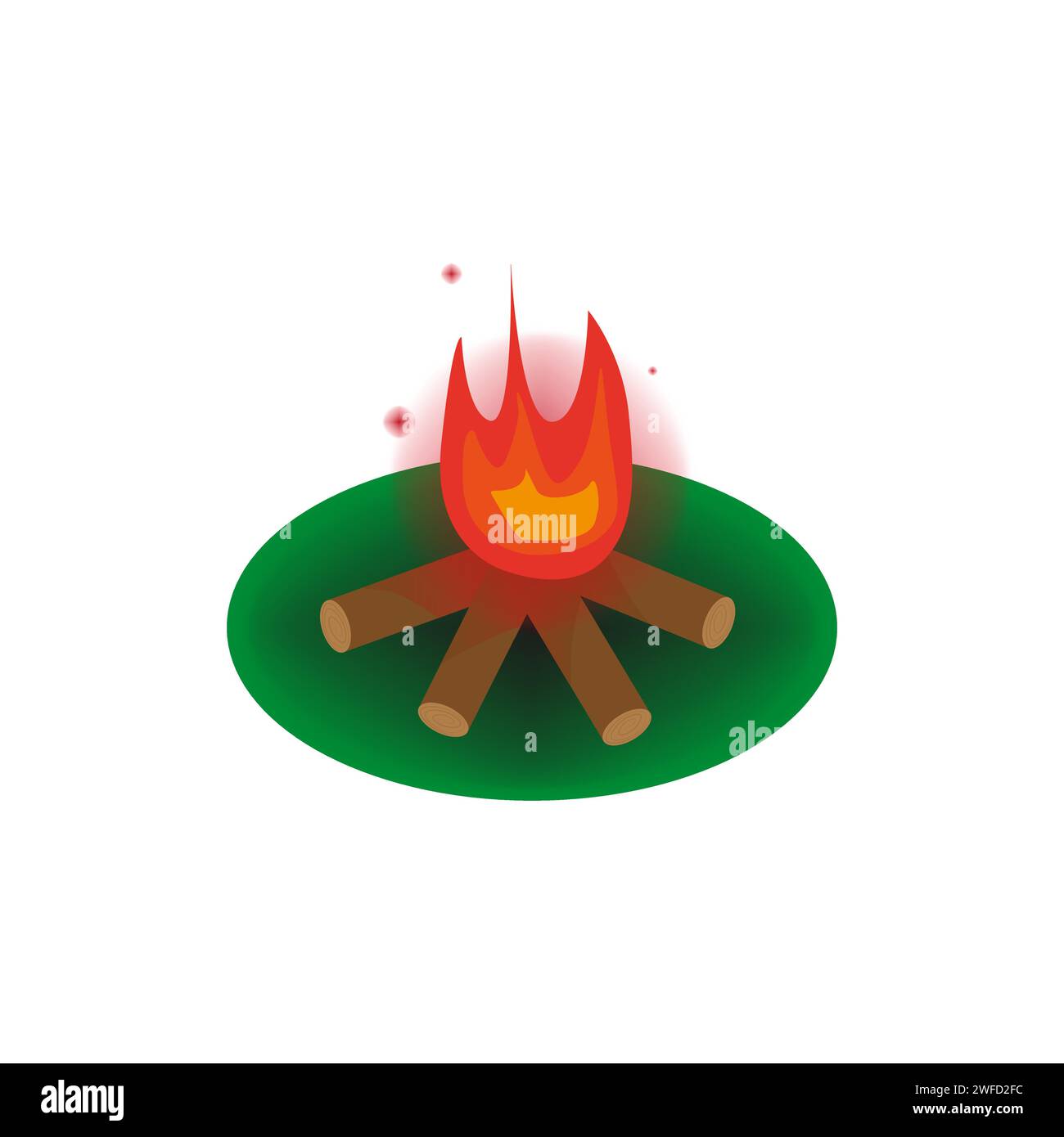 Flat cartoon bonfire. Summer camp. Vector illustration. Stock image ...