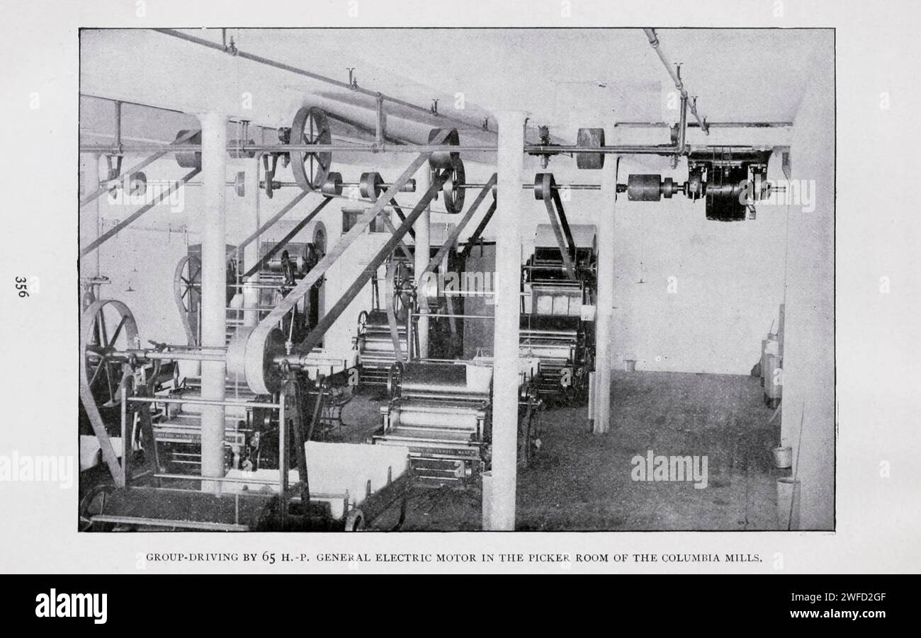 group drive by 65 H.P. General Electric motor in the Picker Room of the ...