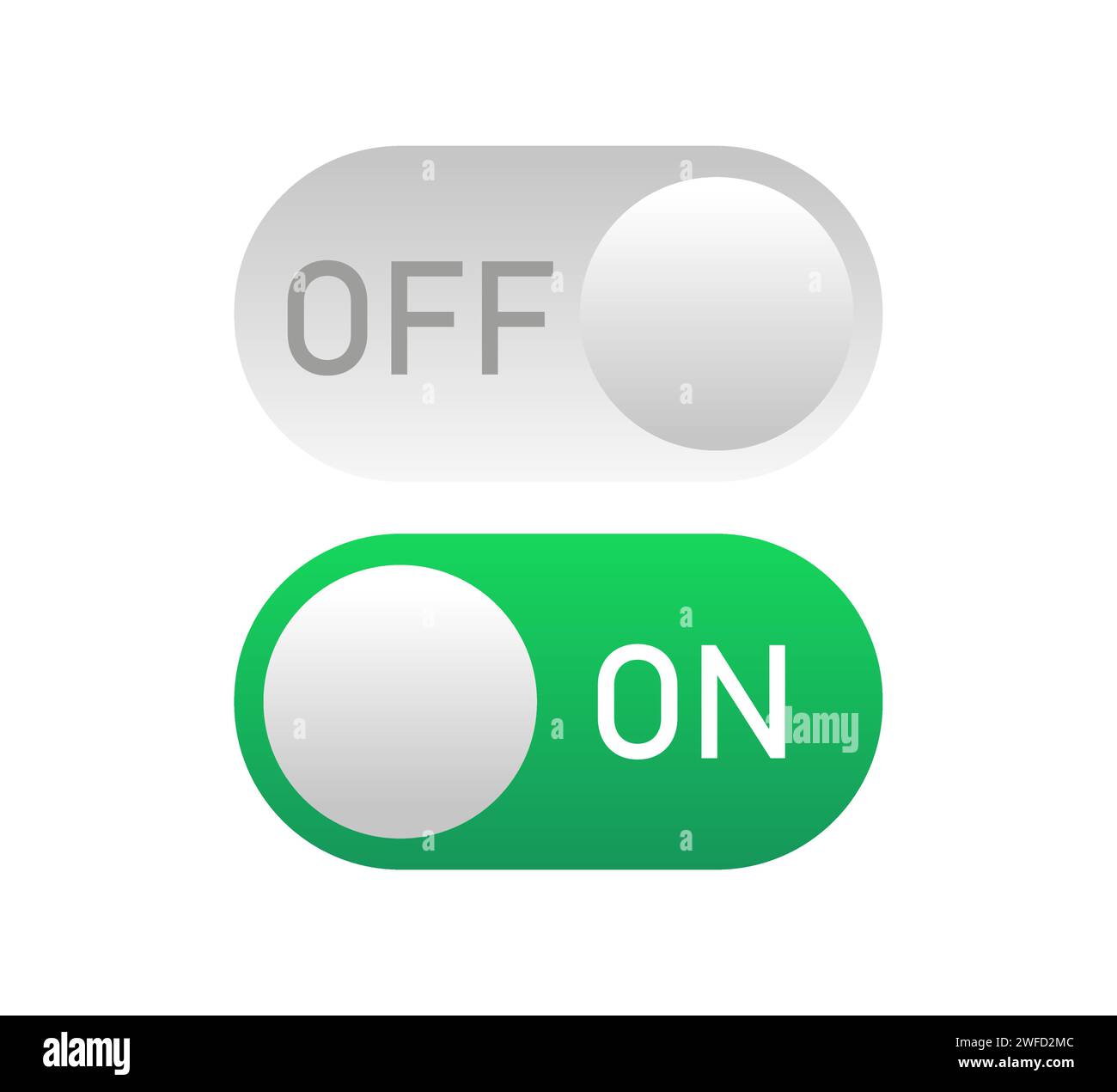 buttons with green on and off. Vector illustration. stock image. EPS 10 ...