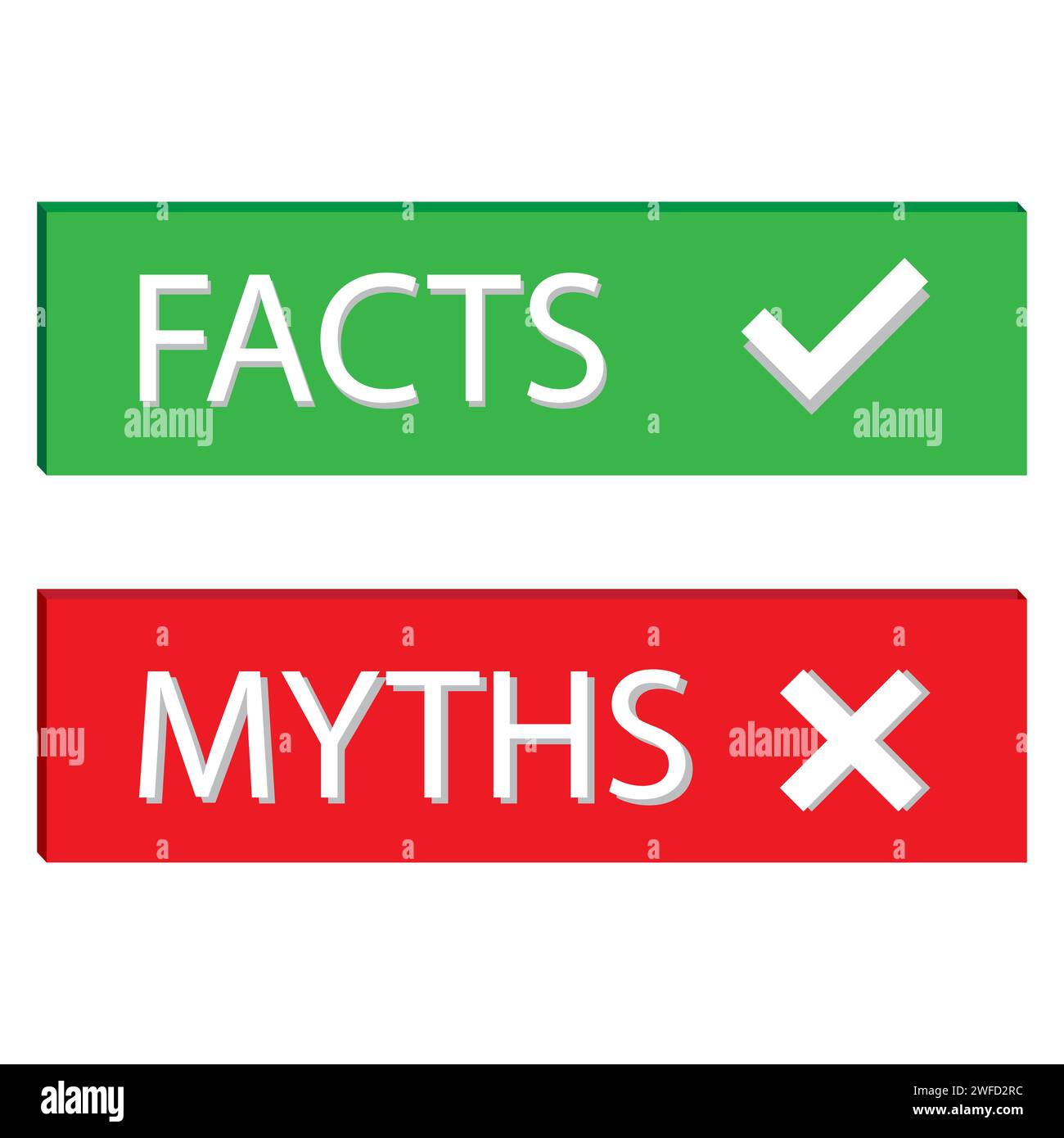 Web template with facts myths tick cross. Check mark icon. Vector ...