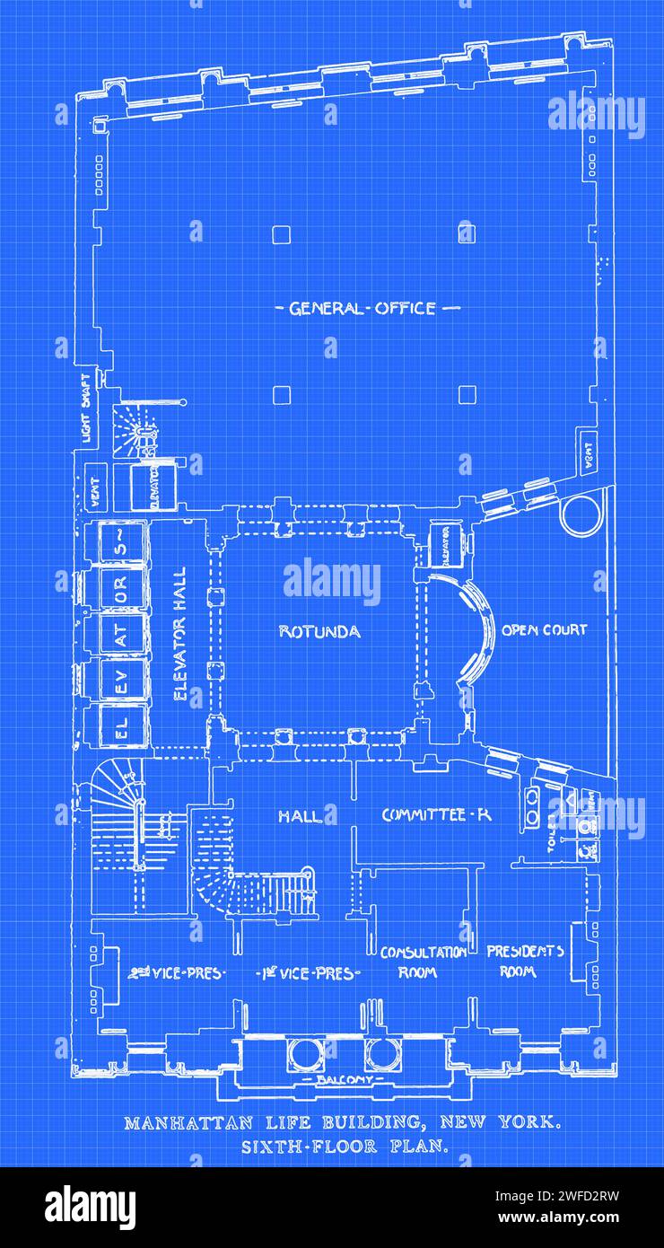 MANHATTAN LIFE BUILDING, NEW YORK.Sixth Floor from the Article THE ...