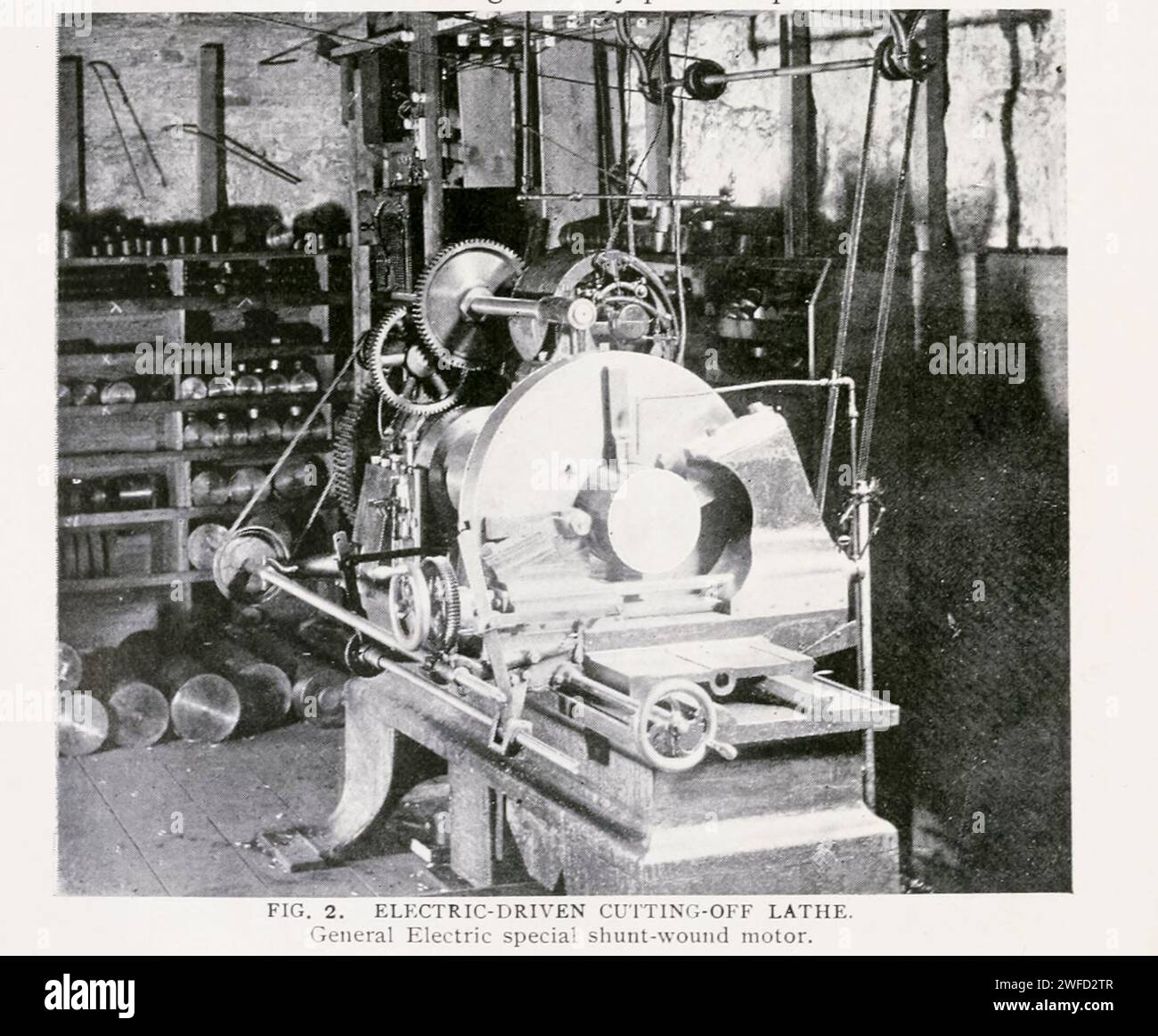 ELECTRIC-DRIVEN CUITING-OFF LATHE. General Electric special shunt-wound ...