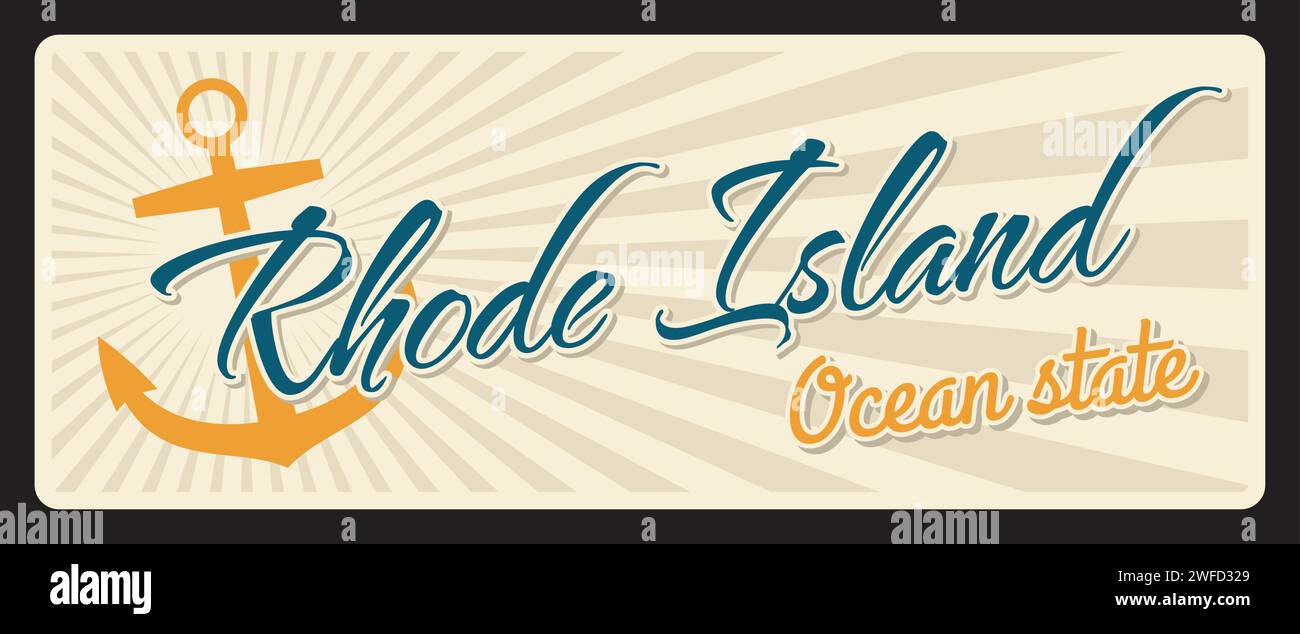 USA state old signs metal travel plate. Rhode island plaque with state ...