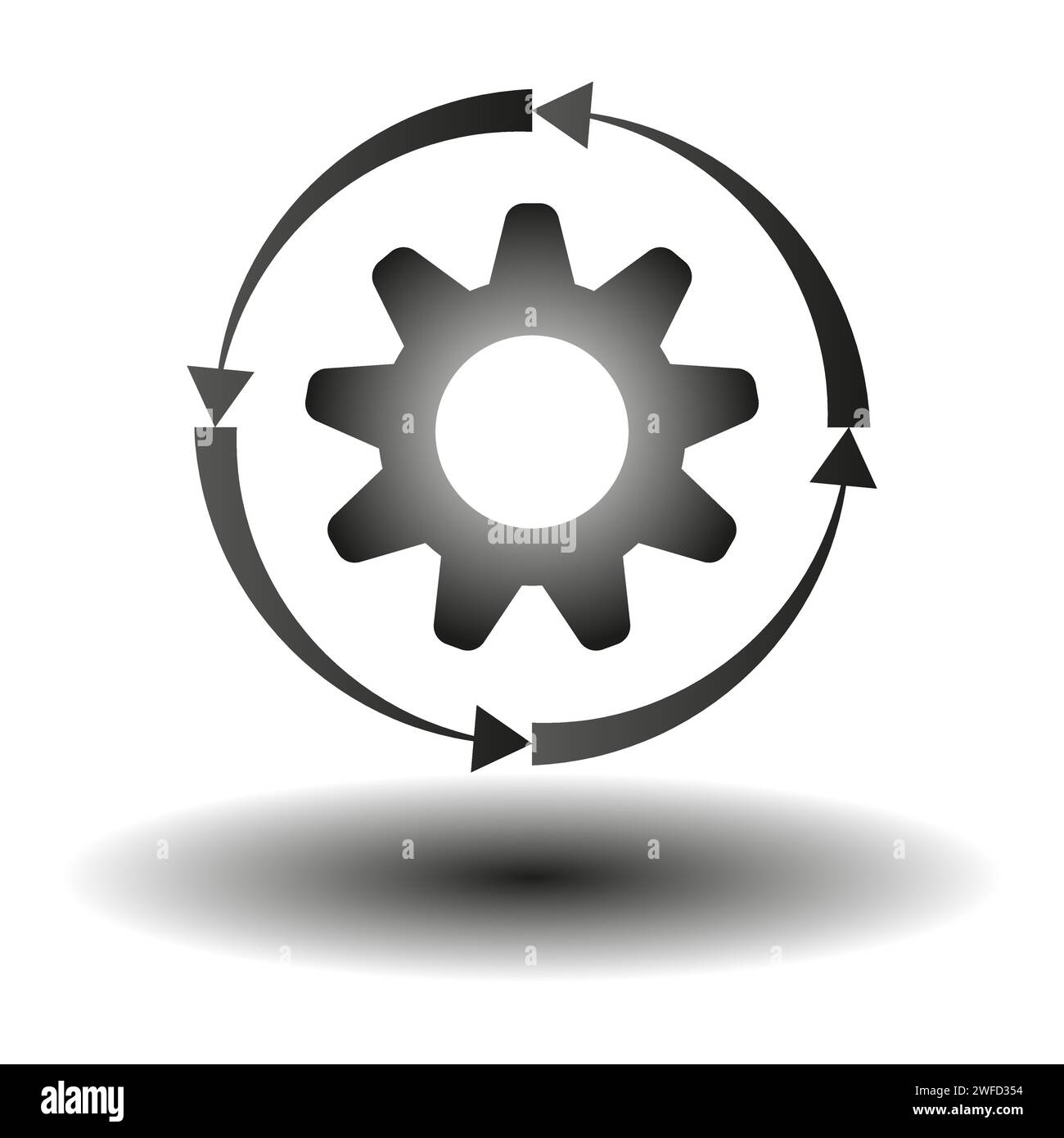 Cogwheel gear, setting symbol. Linear infographic. Vector illustration ...