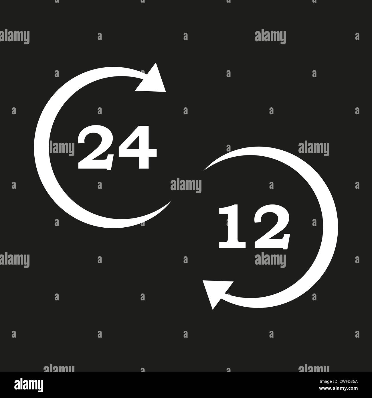 24,12 circular arrows. Business, icon set. Reload symbol. Vector ...