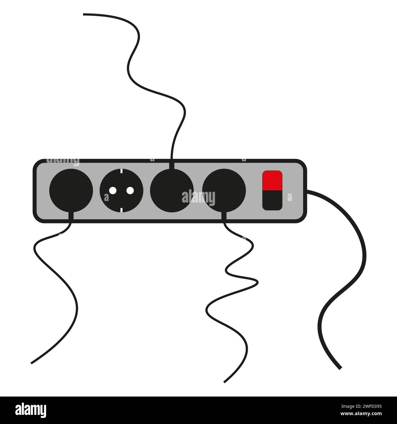 Electric extension cord in flat style. Pixel perfect. Vector ...