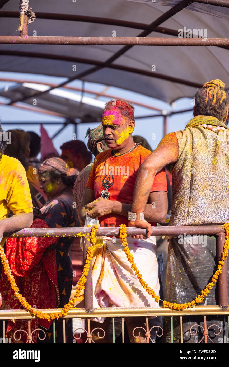 Masan Holi, Group of unidentified people celebrating the festival of ...