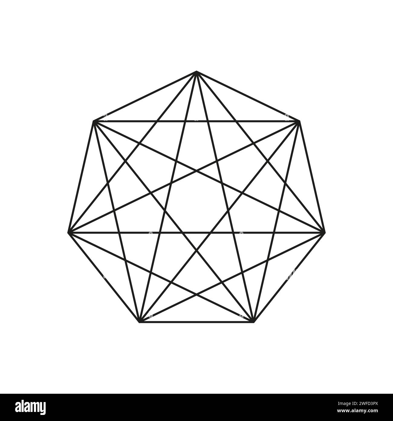 Interlocking polygon shape. Geometric pattern. Spider web line art ...