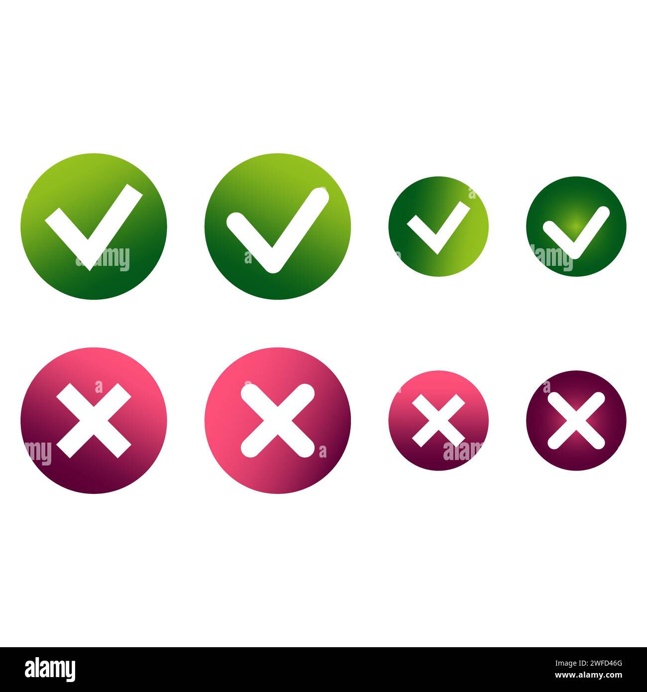 green cross checkmark buttons. Cross symbol. Vector illustration. stock ...
