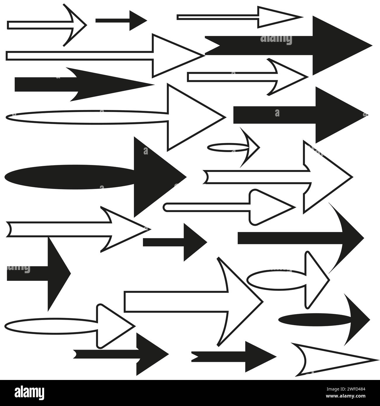 different straight arrows. Graphic elements. Set for decorative design ...