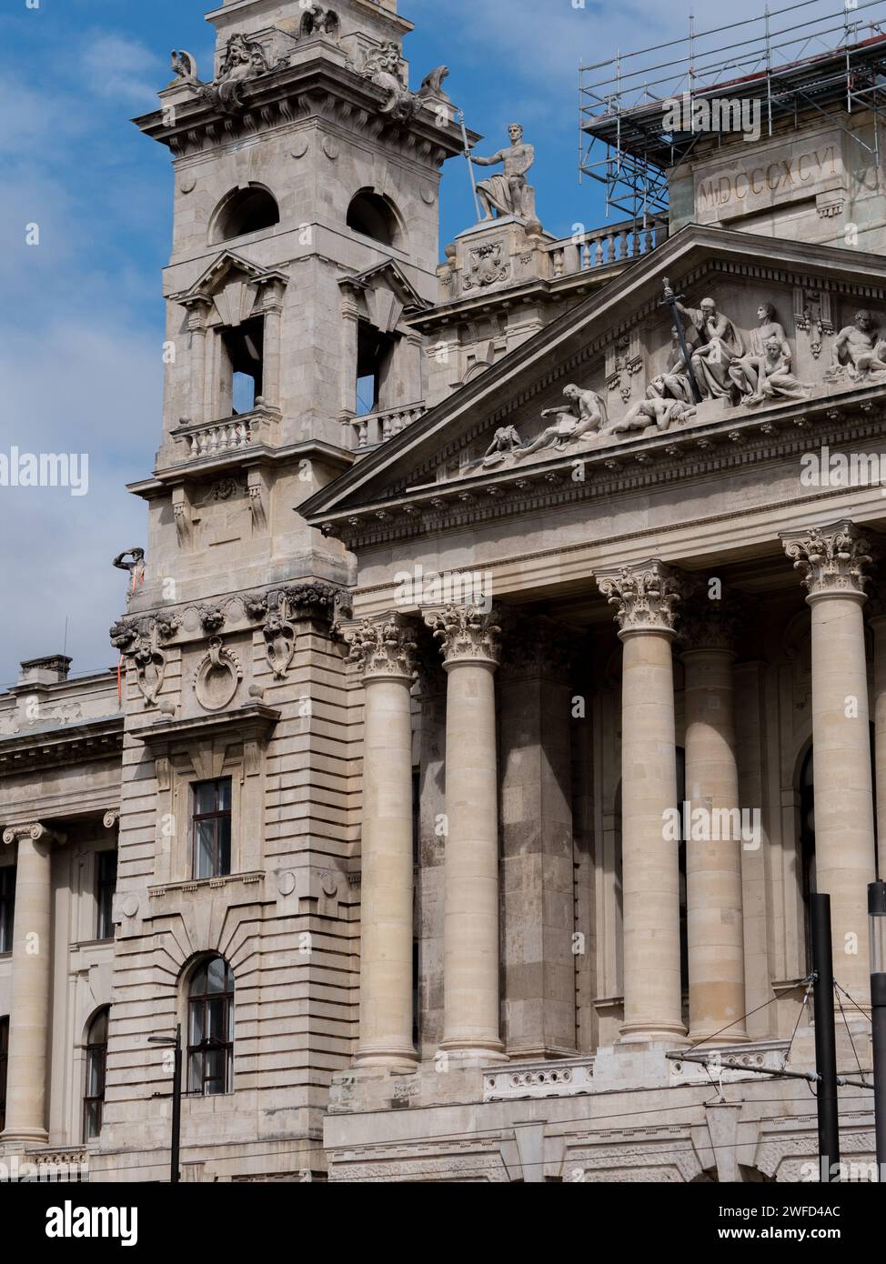 Plinths on the front of a building in Budapest Stock Photo - Alamy