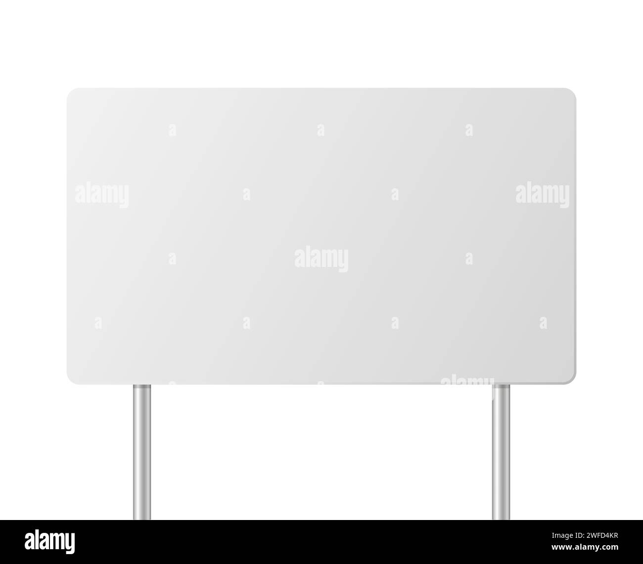 White advertising banner. Square banner, with metal construction ...