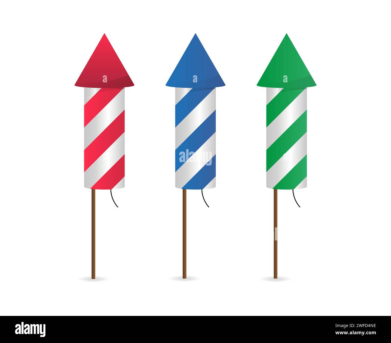 multi-colored rocket salutes. American salute rockets. Vector ...