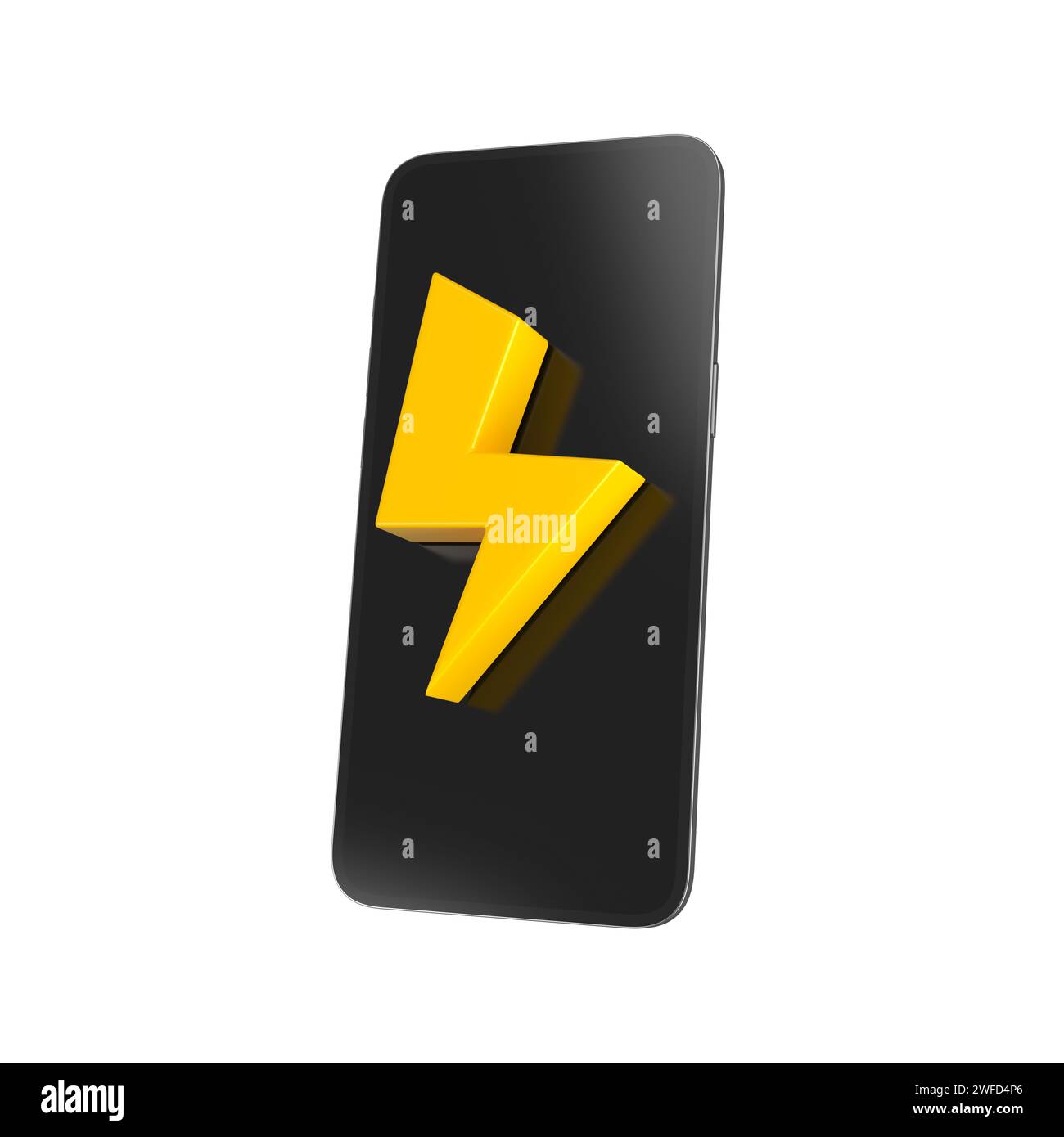 Thunder bolt on black screen. Charge smartphone concept. 3d rendering ...