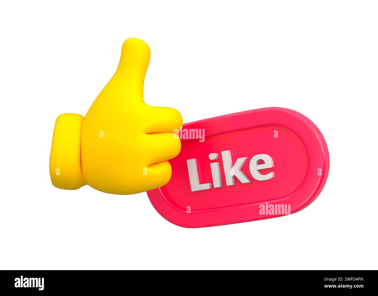 Yellow thumbs up with the red like button. Social media, channel or ...