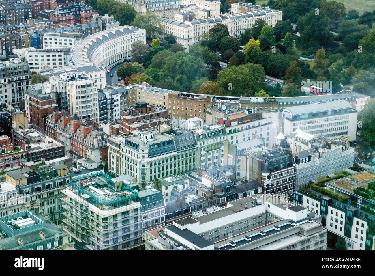Aerial view facing Northwest of Marylebone, Park Square & Regent’s Park ...