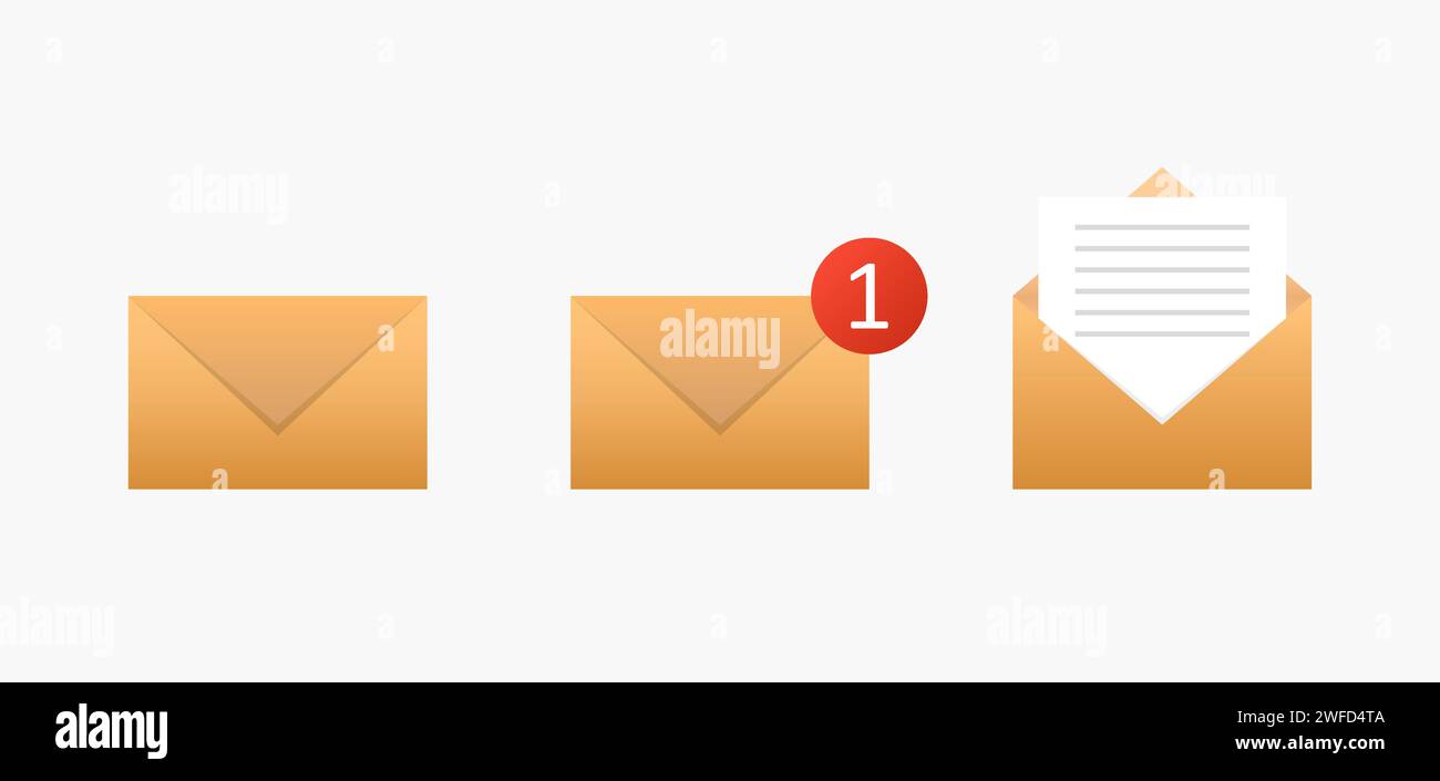 Different message envelopes. Vector illustration. stock image. EPS 10 ...
