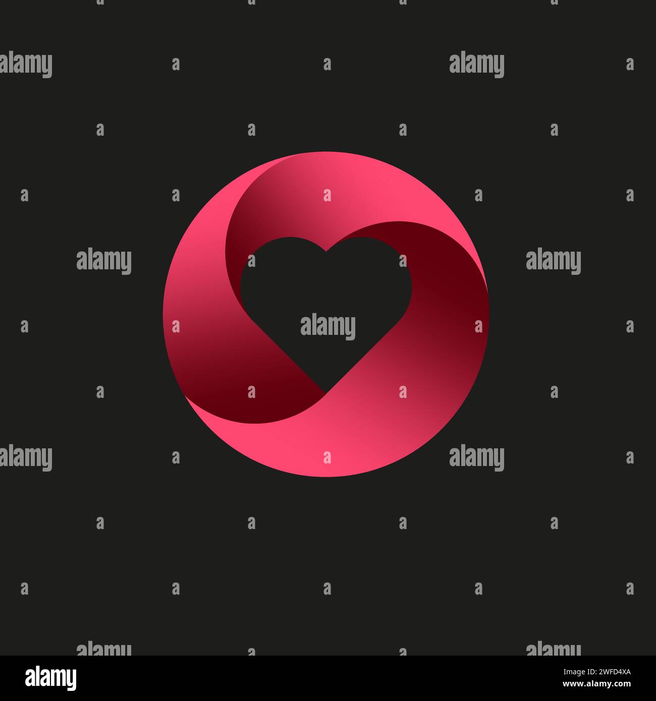 Cartoon logo heart circle. Red heart. Love concept. Vector illustration ...
