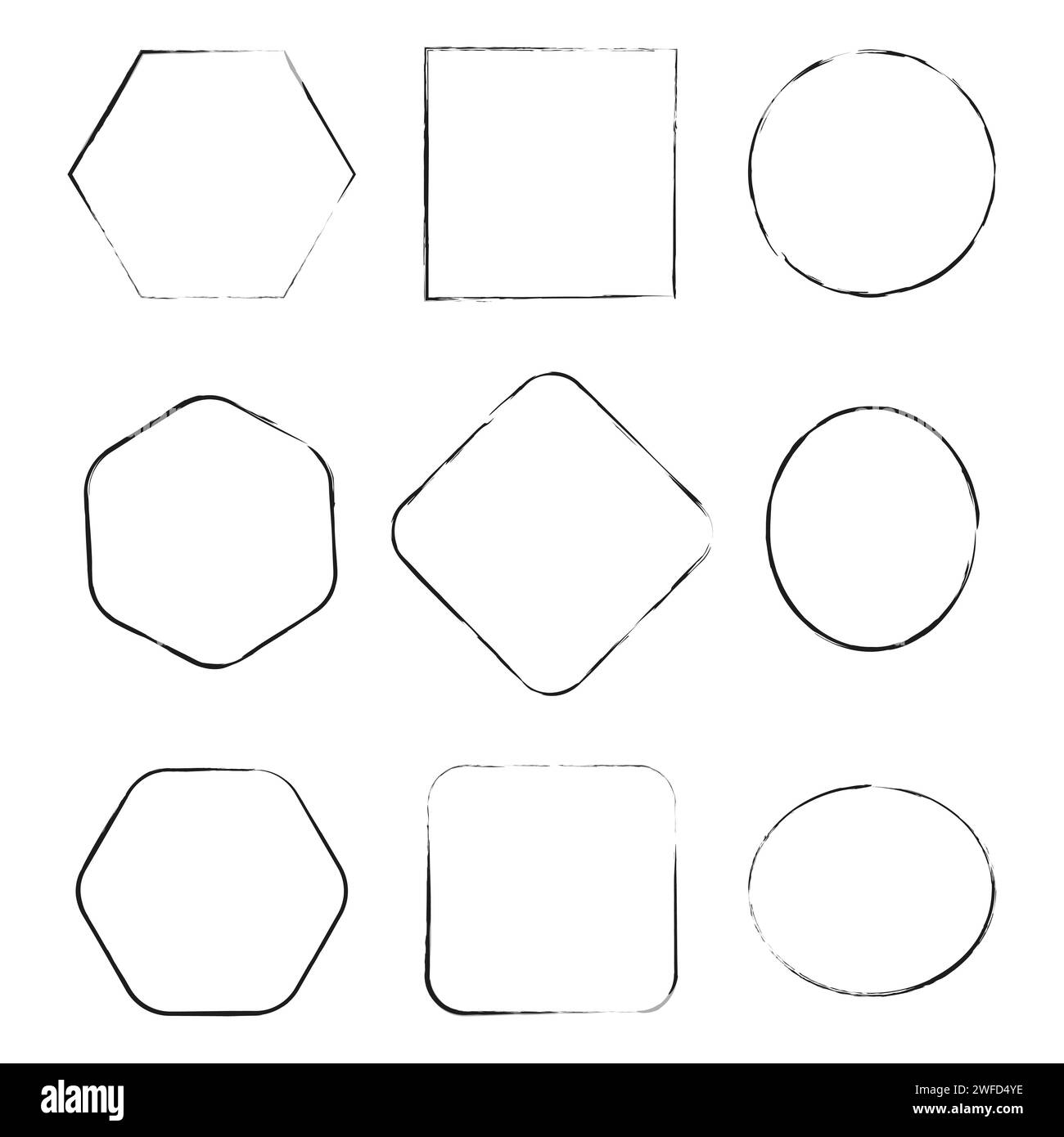 Exclusive frames, figures. Different frame set. Hand drawn old sketch ...