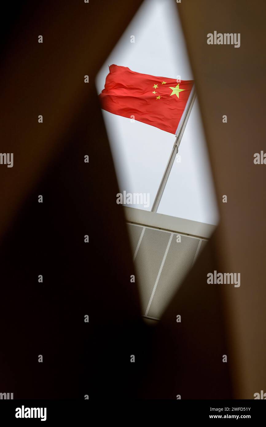 The chinese flag marks the pla harbourfront hi-res stock photography ...