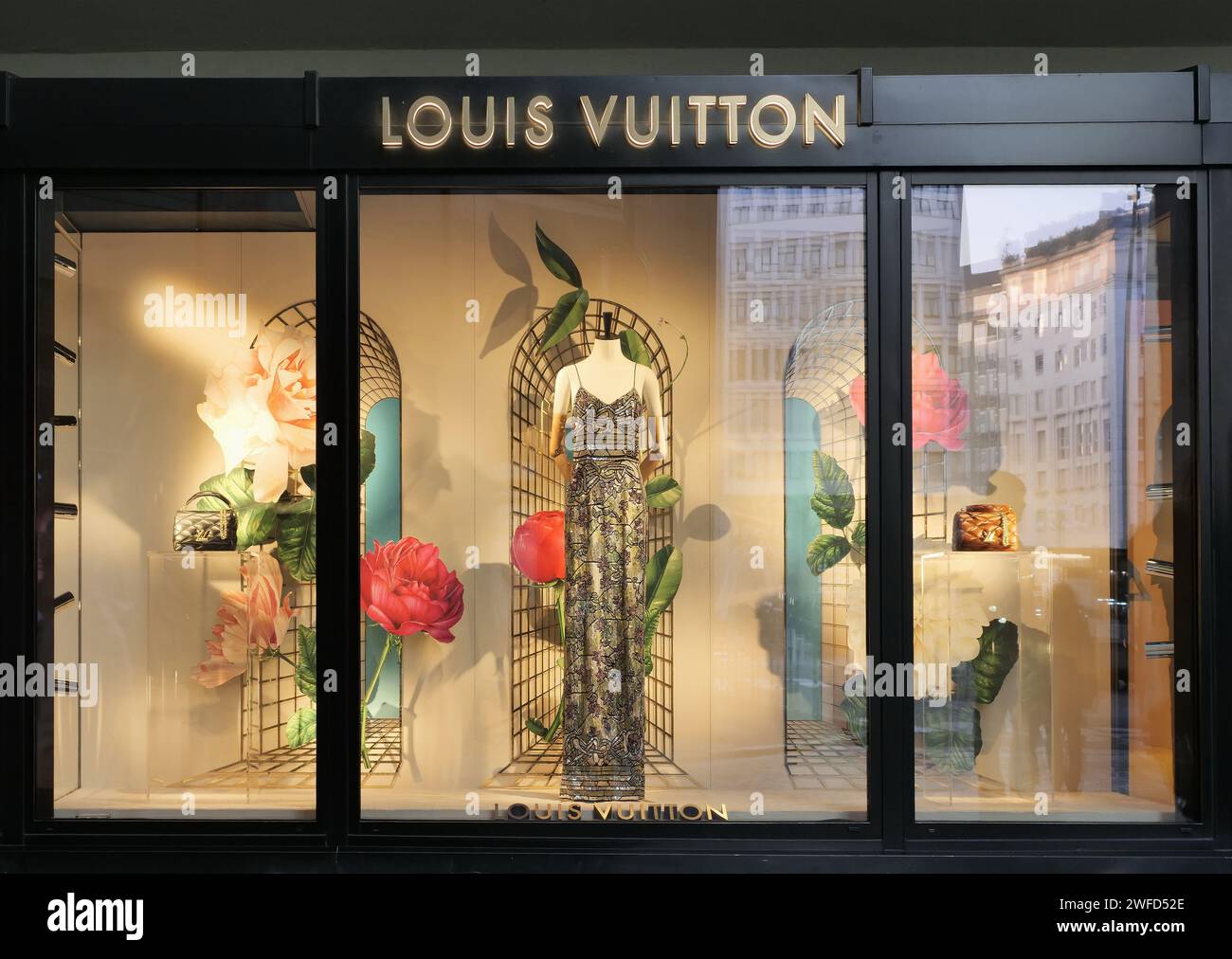 Luis Vuitton store in Montenapoleone street, fashion district of Milan ...