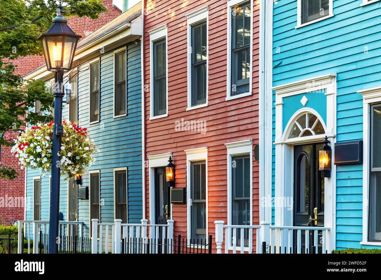 Detail of a row of the colorful Victorian clapboard houses in ...