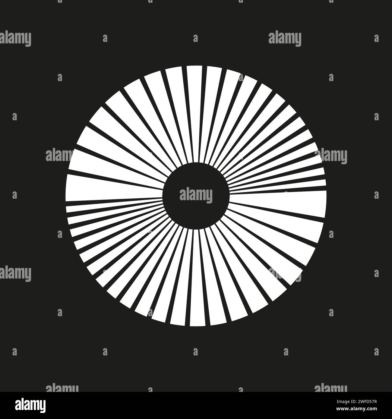 white rays circle on Black background. Print, label, cover. Geometric ...