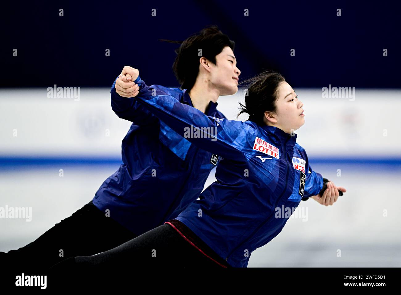 Azusa TANAKA & Shingo NISHIYAMA (JPN), during Ice Dance Practice, at ...