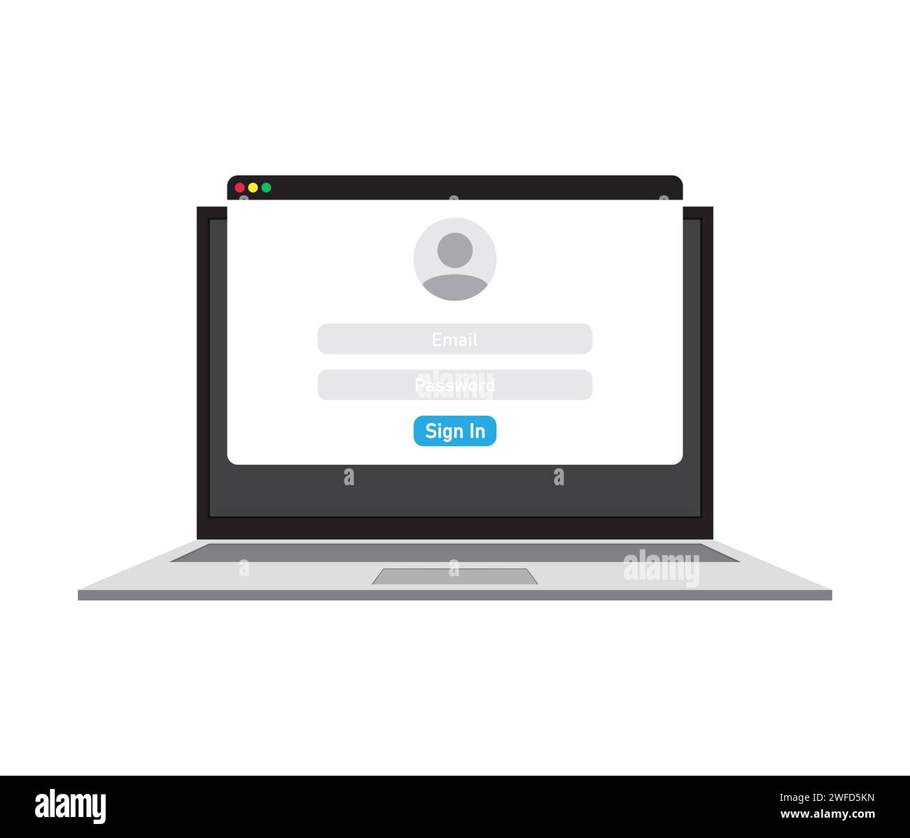 Laptop window enter password. Computer window registration. Vector ... Laptop window enter password. Computer window registration. Vector ...