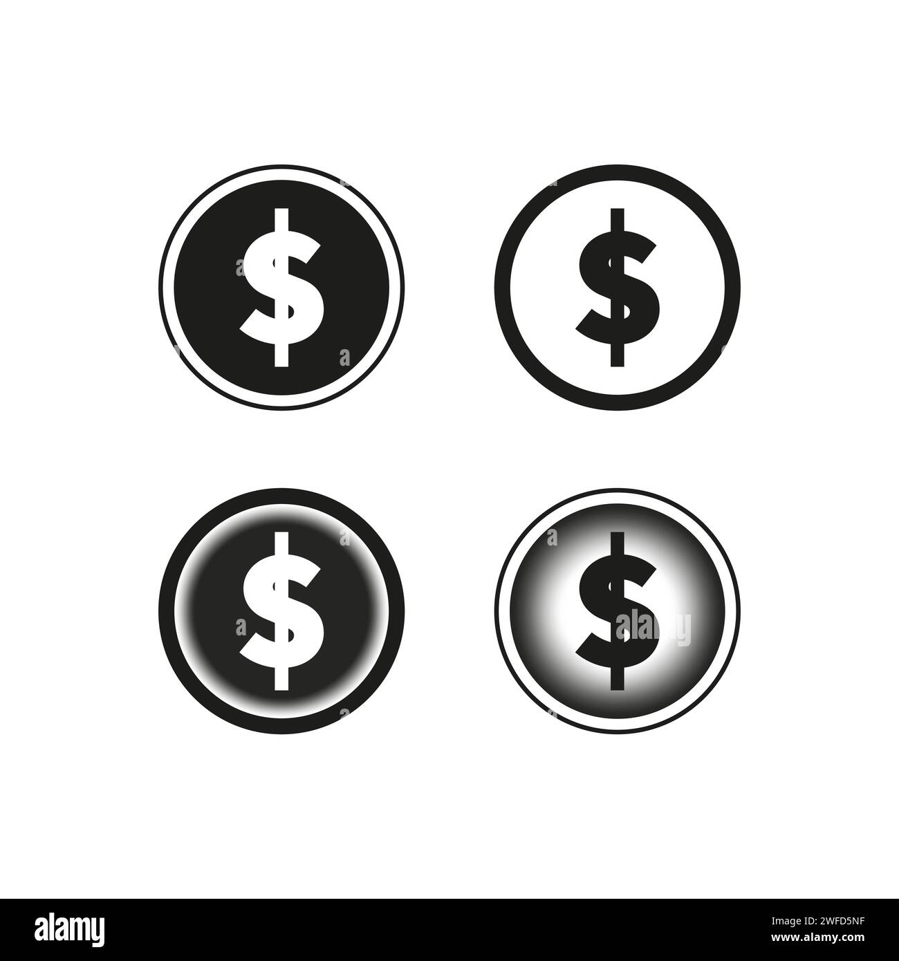 Dollar coin icons for concept design. Business success. Vector ...