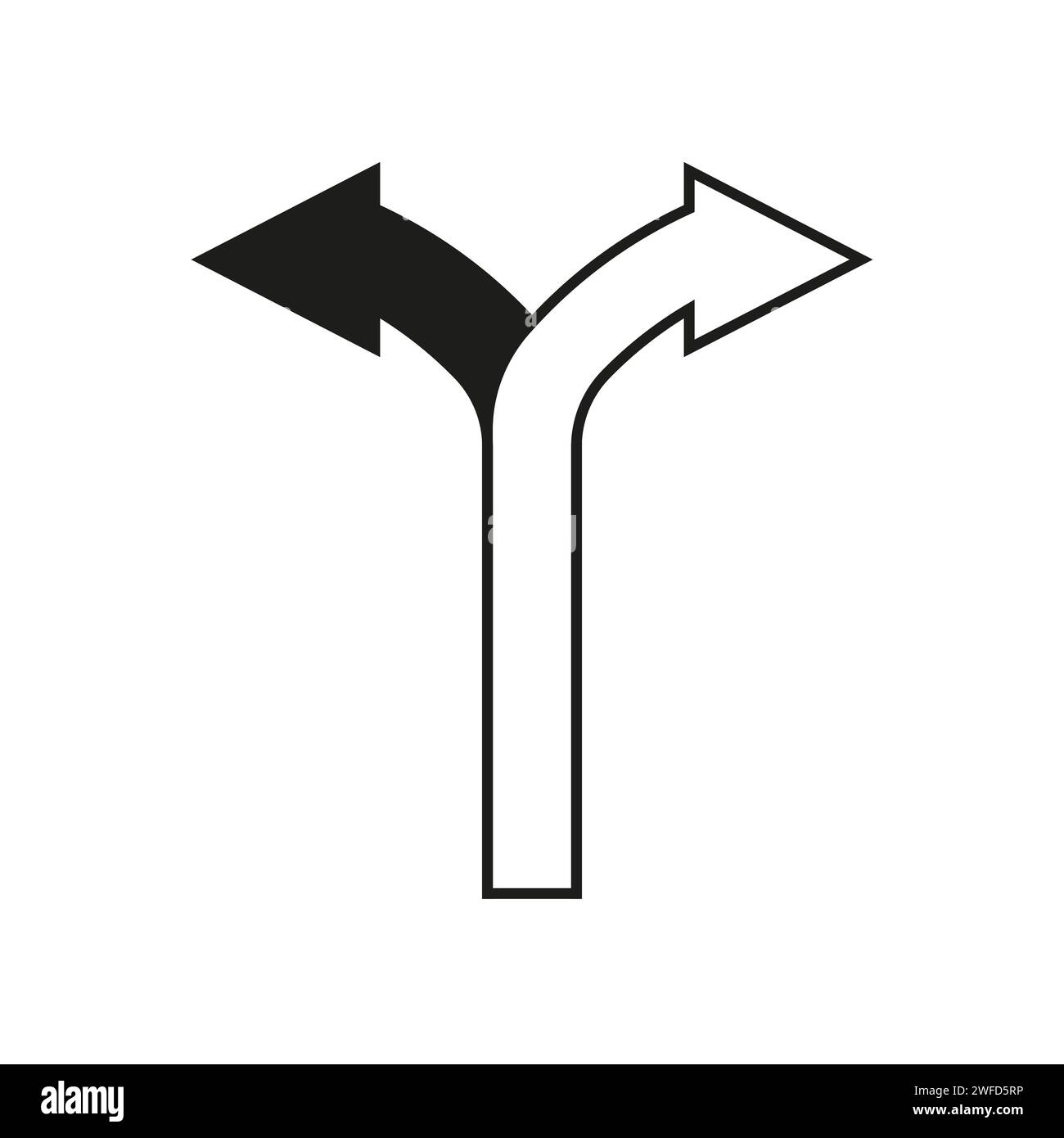 Yellow Sign With Two Arrows Pointing In Opposite Stock