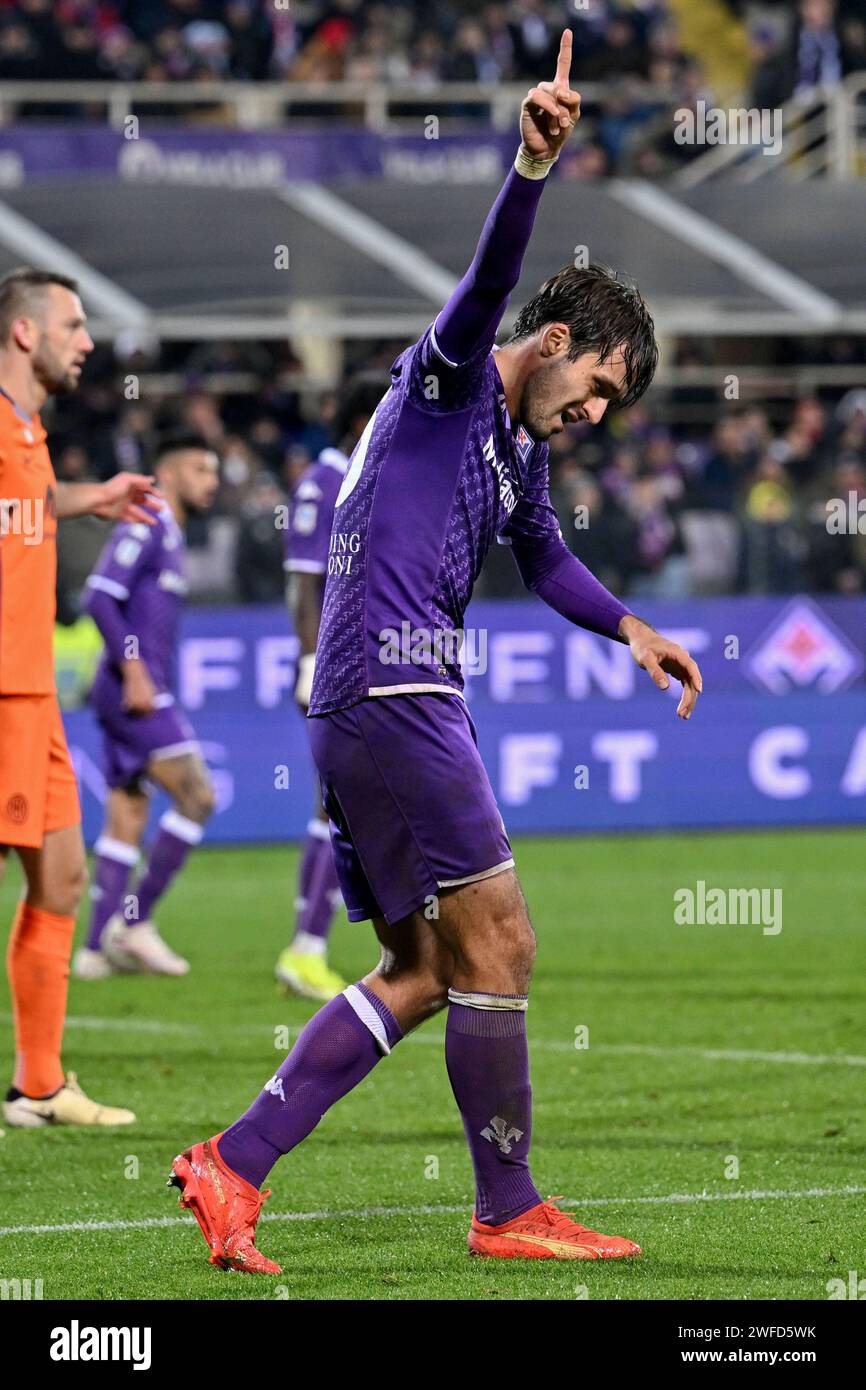 ACF Fiorentina's defender Luca Ranieri reacts during ACF Fiorentina vs ...