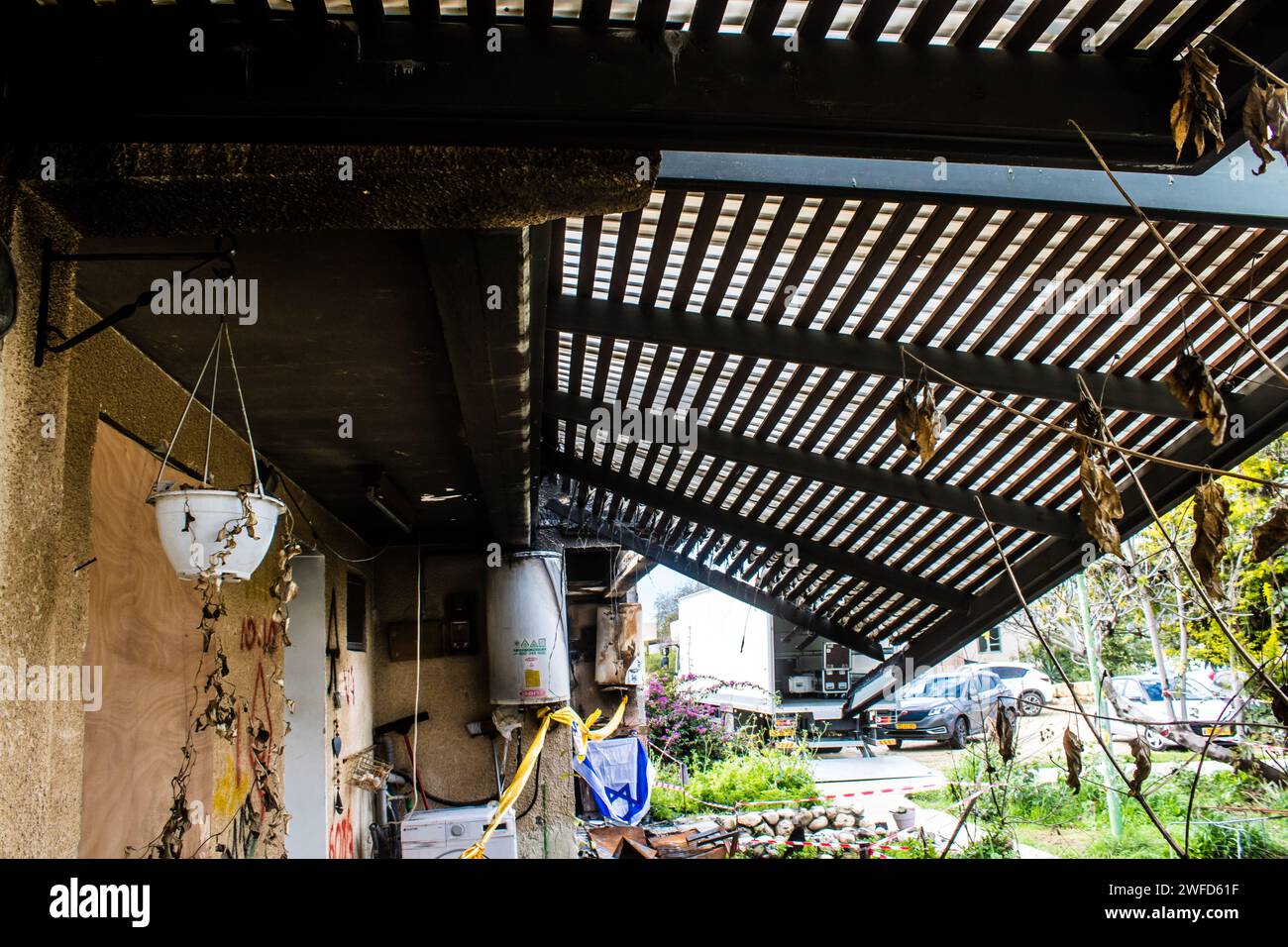 Kfar Aza kibbutz, Israël - January 29, 2024 Aftermath of the attack on ...