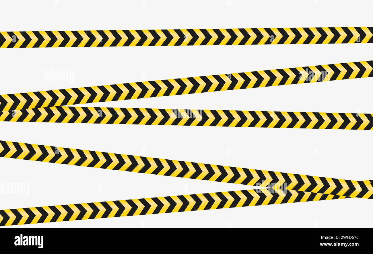 Ribbon banner with yellow striped tape fencing. Vector illustration. stock image. EPS 10 Stock ...