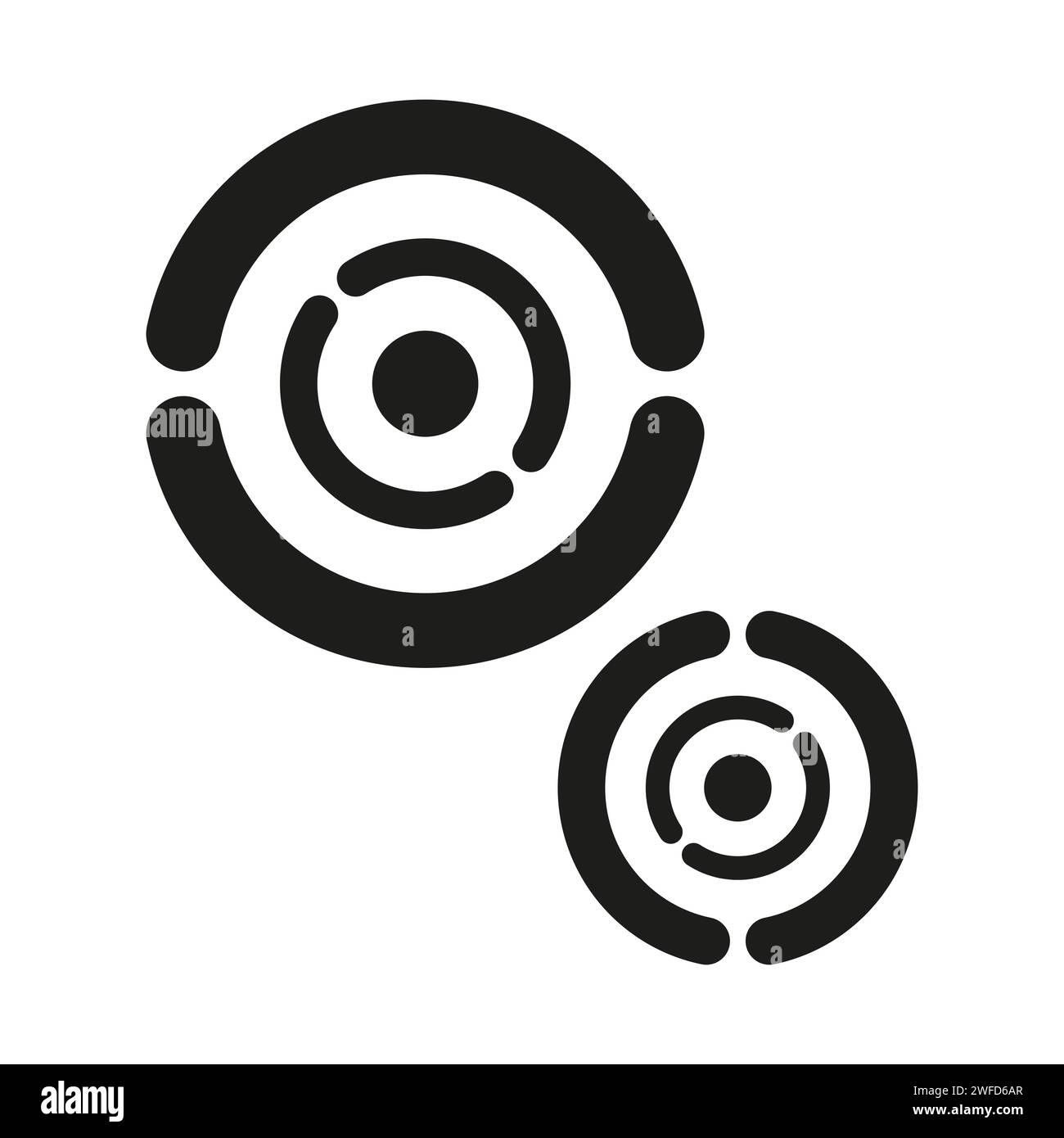 Abstract geometric icon with cross-hair like element for concentration ...