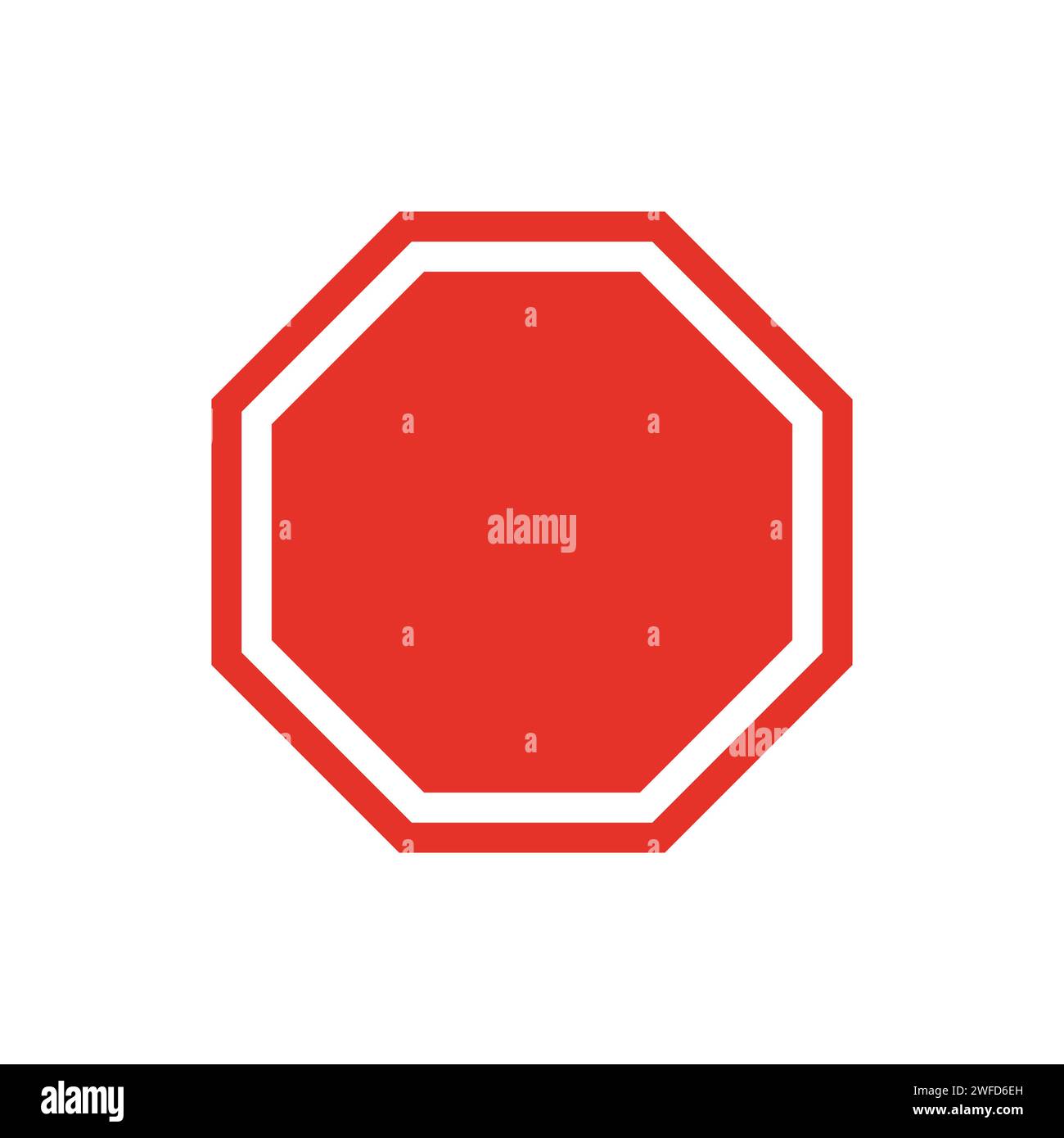 Blank warning sign red octagon with a white line for graphic design ...