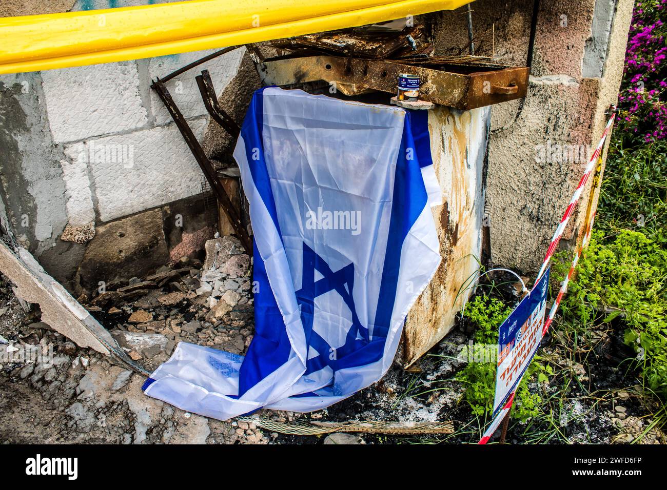 Kfar Aza kibbutz, Israël - January 29, 2024 Aftermath of the attack on ...