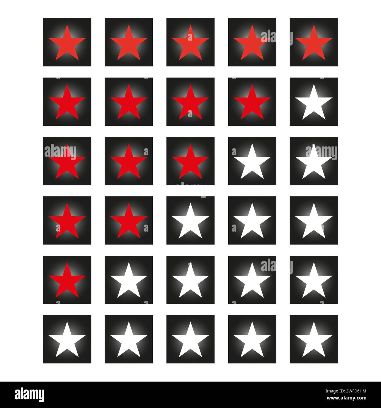 Button with red stars rating. Star icon. Customer review rating. Vector ...