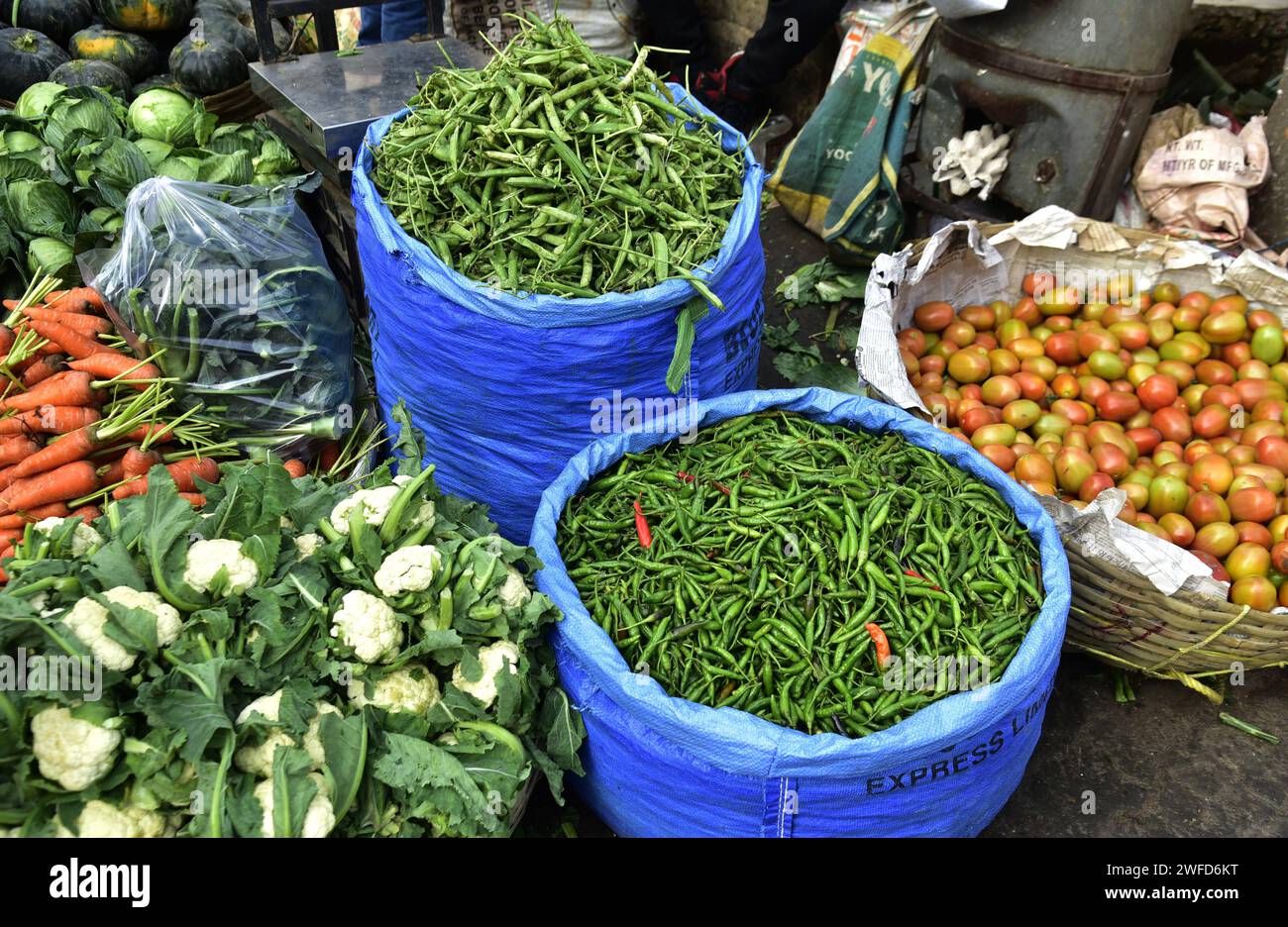 Guwahati, Guwahati, India. 30th Jan, 2024. Fresh green vegetables ...