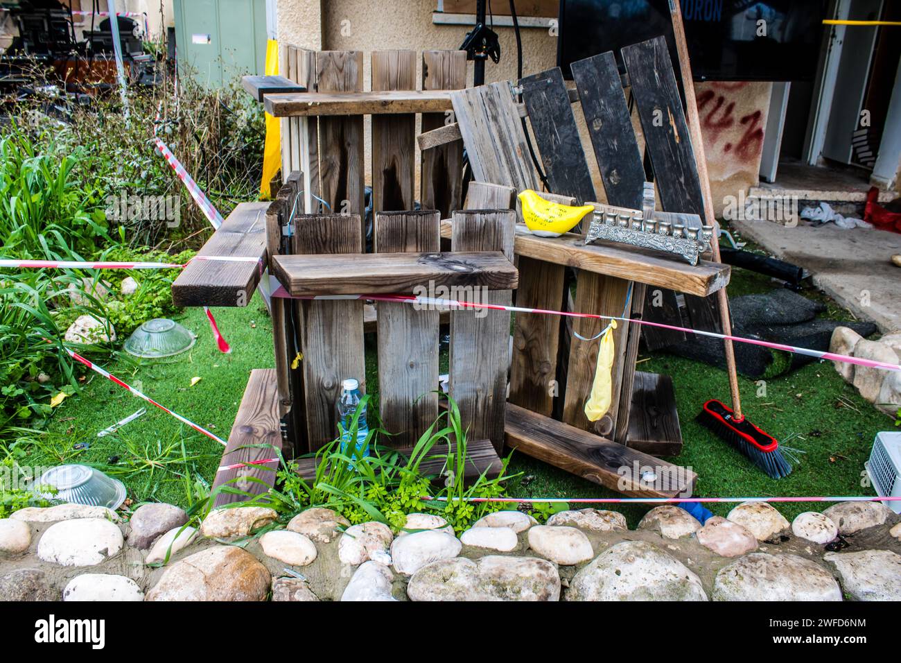 Kfar Aza kibbutz, Israël - January 29, 2024 Aftermath of the attack on ...