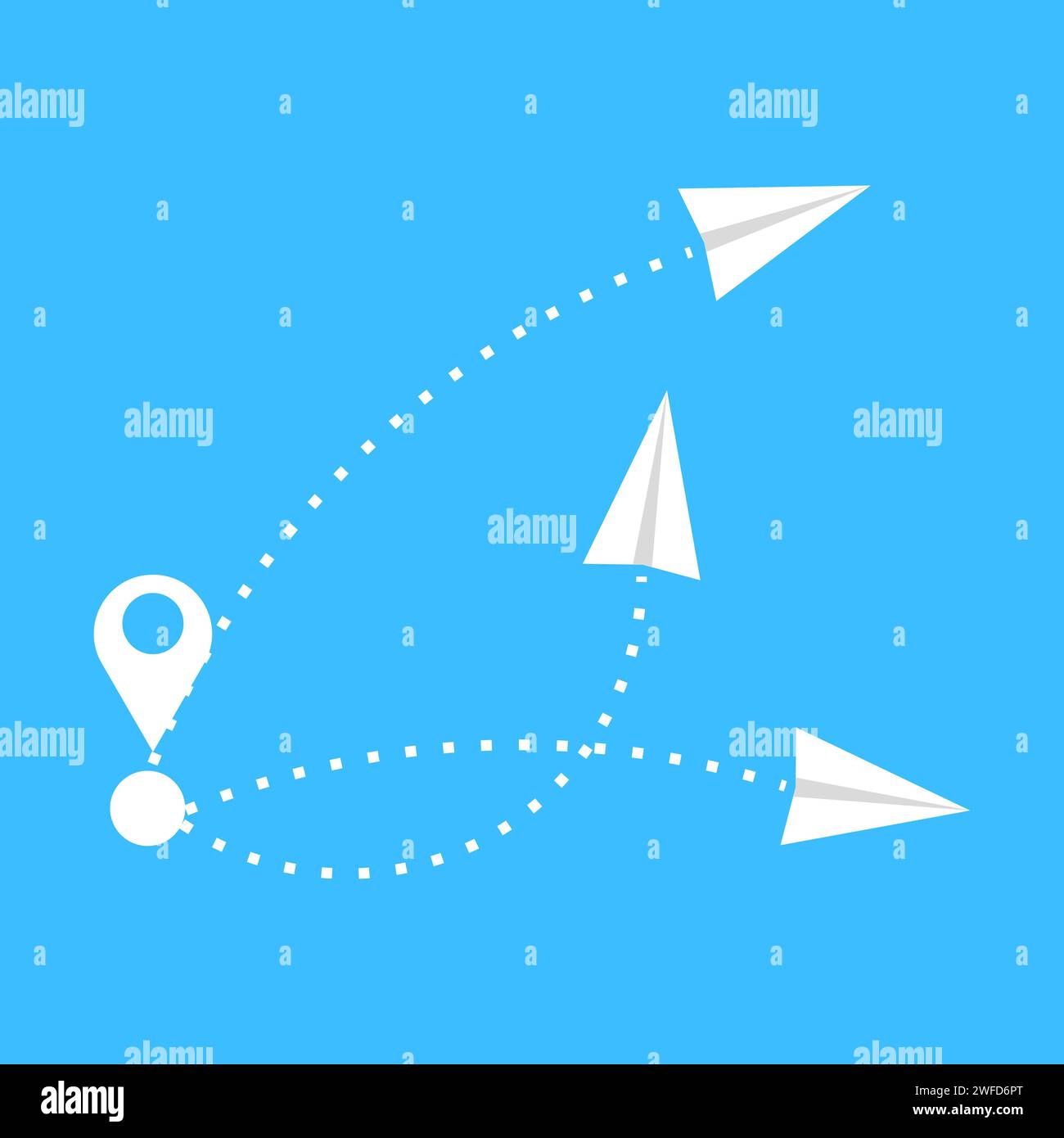 Paper airplane way pin. Paper airplane. Air transportation. Vector ...