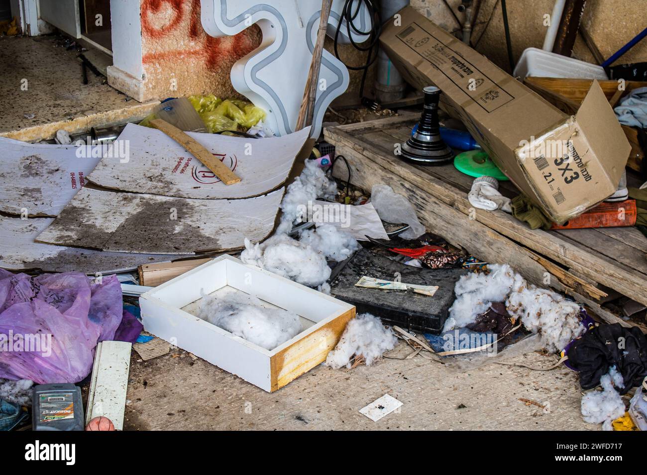 Kfar Aza kibbutz, Israël - January 29, 2024 Aftermath of the attack on ...