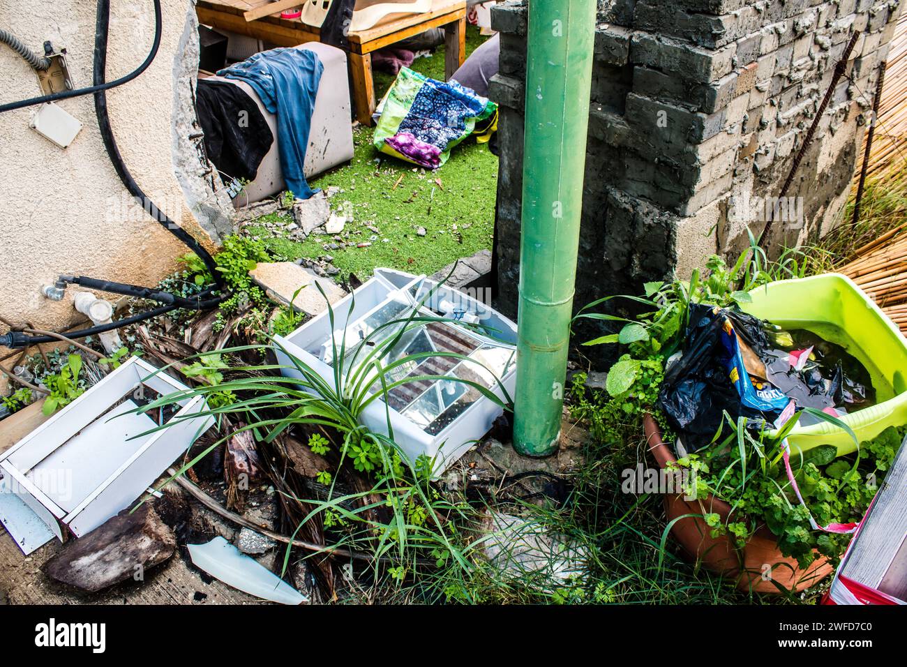 Kfar Aza kibbutz, Israël - January 29, 2024 Aftermath of the attack on ...