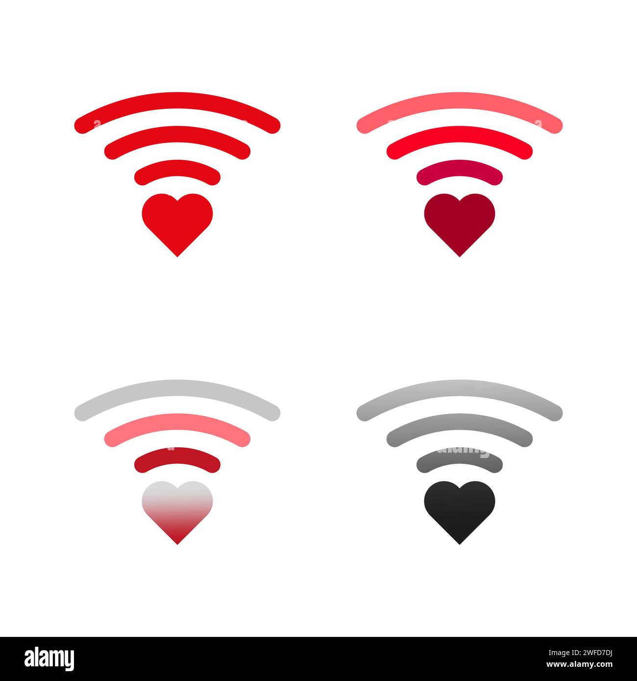 Wifi heart icons, great design for any purposes. Heart symbol. Love ...