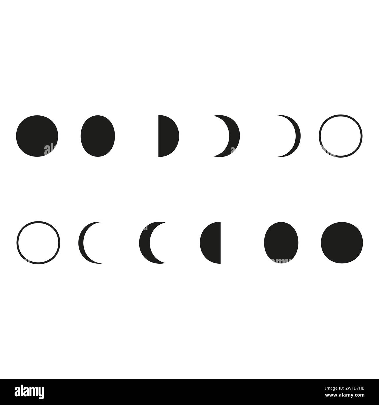 Moon phases icon night space astronomy. nature moon phases sphere ...