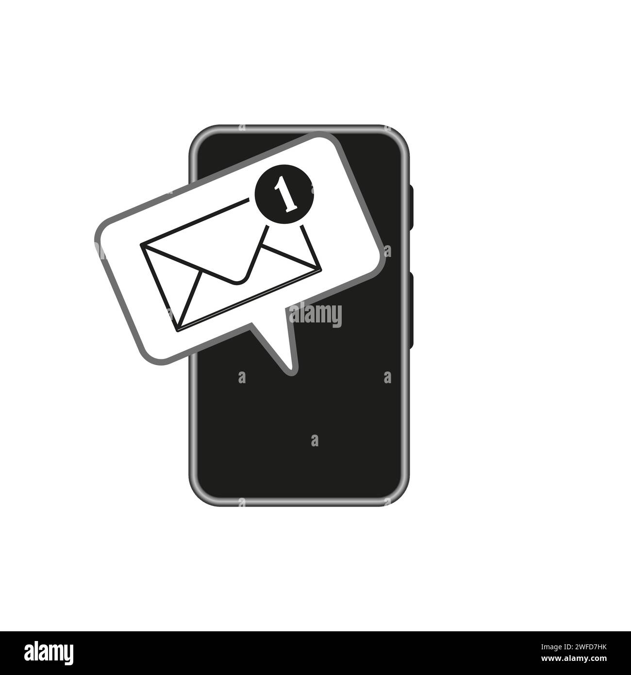 Phone message icon on white background. Digital technology. Smart ...