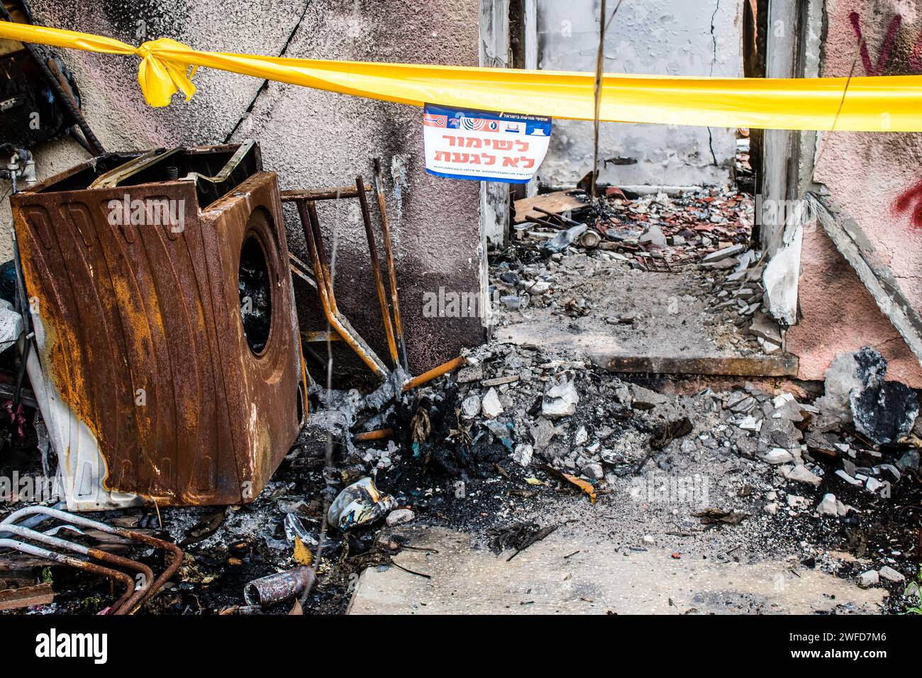 Kfar Aza kibbutz, Israël - January 29, 2024 Aftermath of the attack on ...