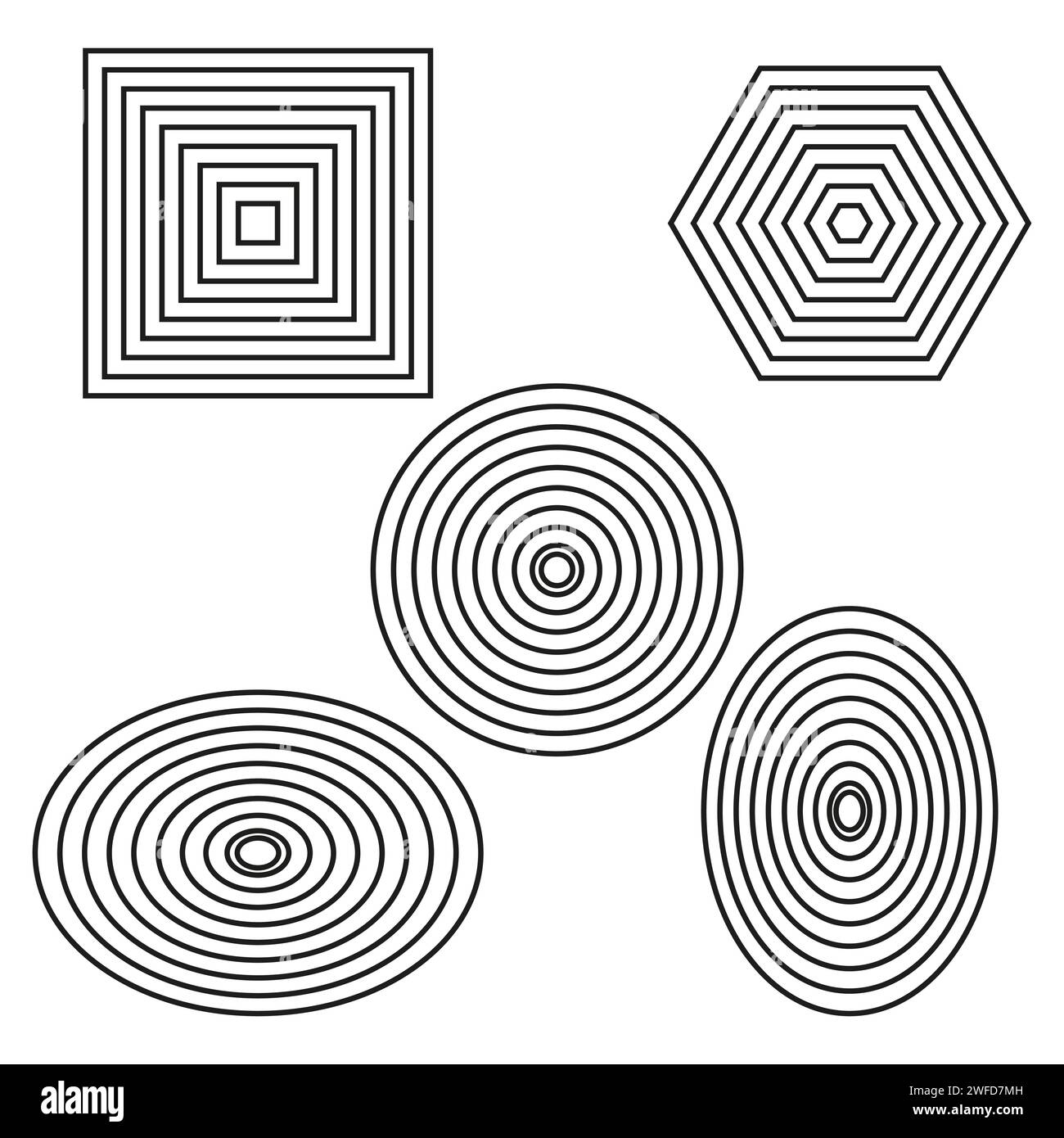 Concentric, radial shapes. Radiating, circular spiral, vortex lines ...